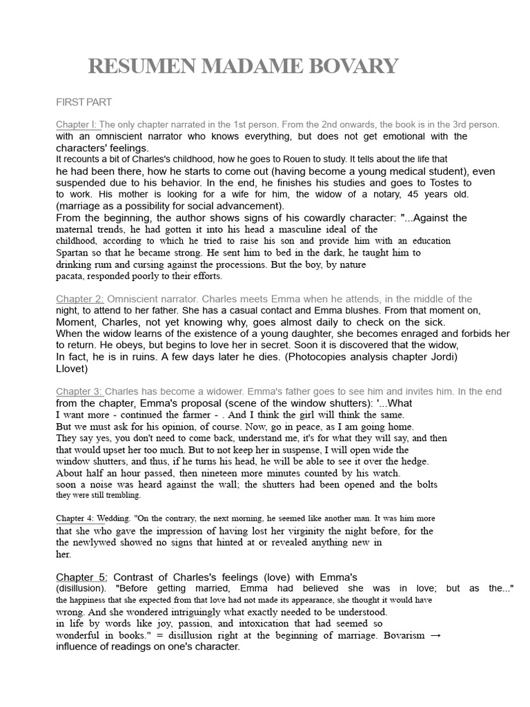 Summary of Madame Bovary: Part One | PDF | Madame Bovary