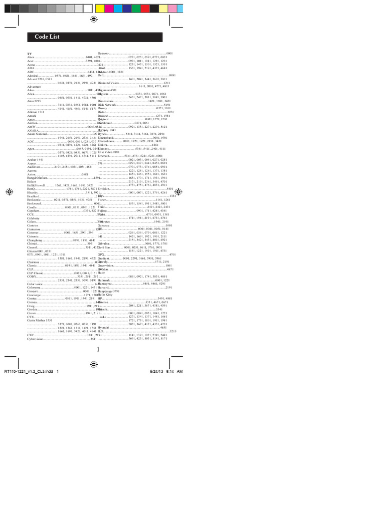 Comprehensive TV Code List | PDF | Companies