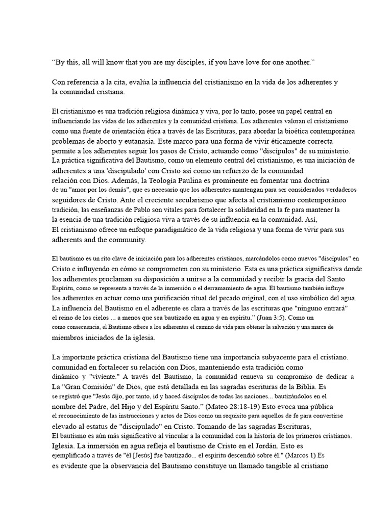 Respuesta Extendida de HSC de Cristiandad 2010 | PDF | Bautismo ...