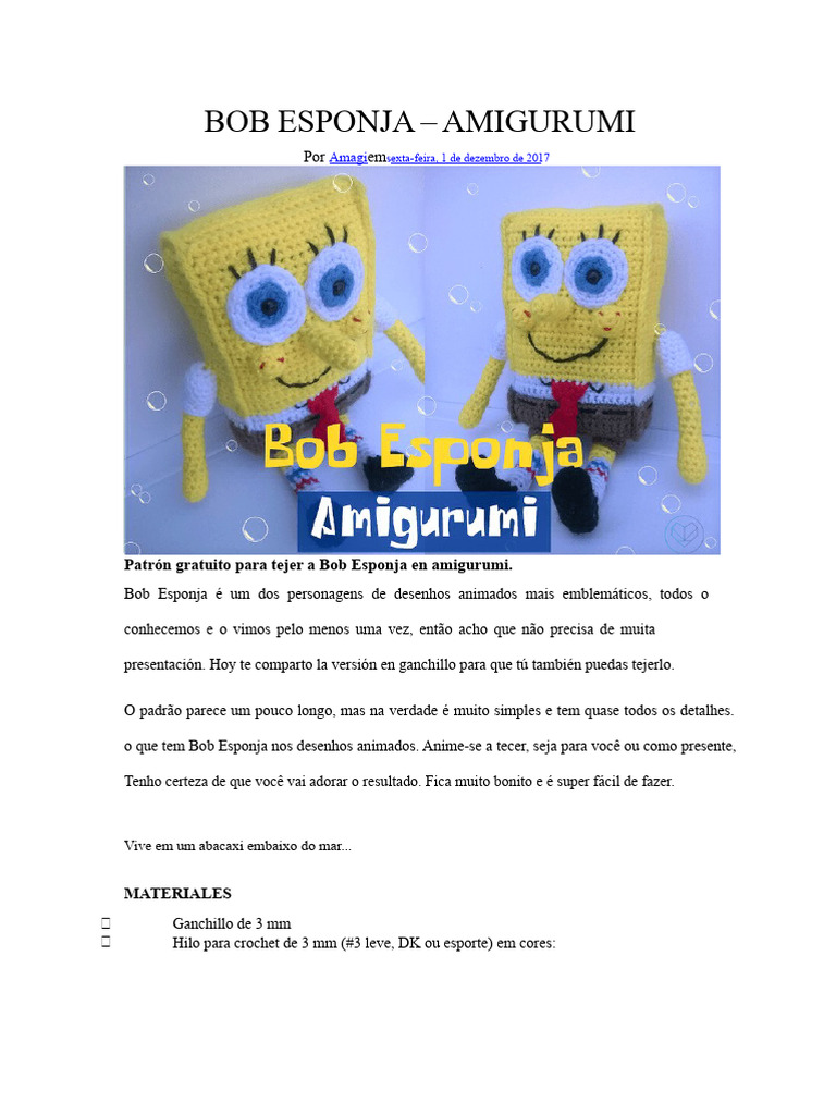 bob esponja | PDF | Crochê | Técnicas artísticas