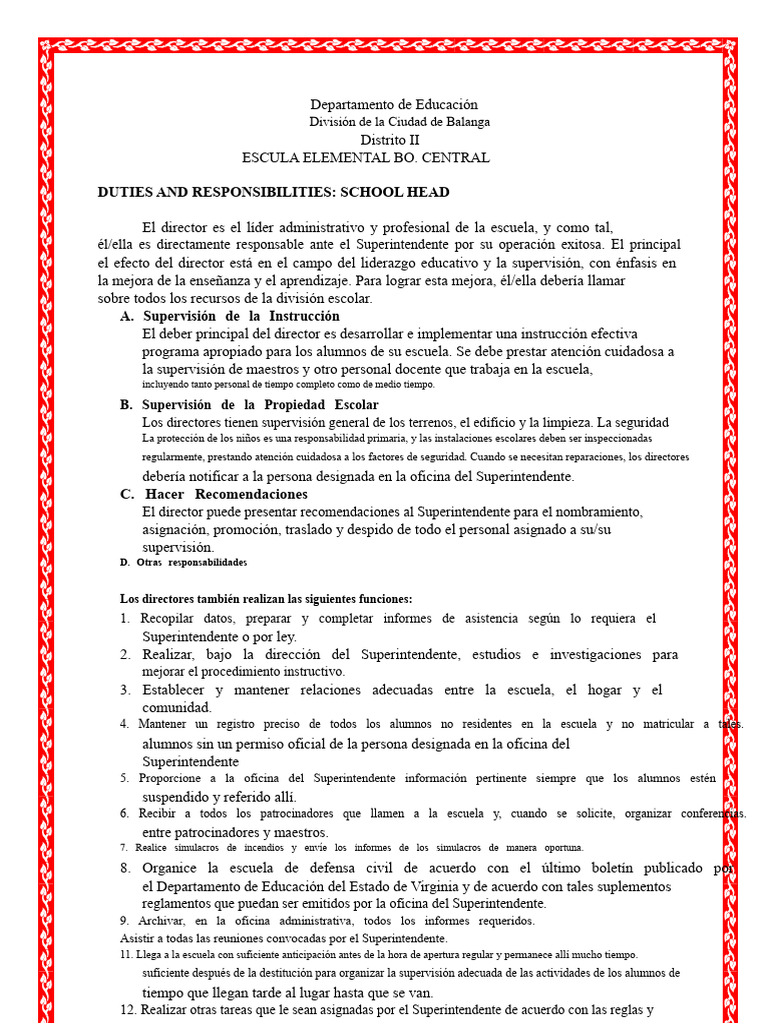 Deberes y Responsabilidades | PDF | Educación de la primera infancia ...