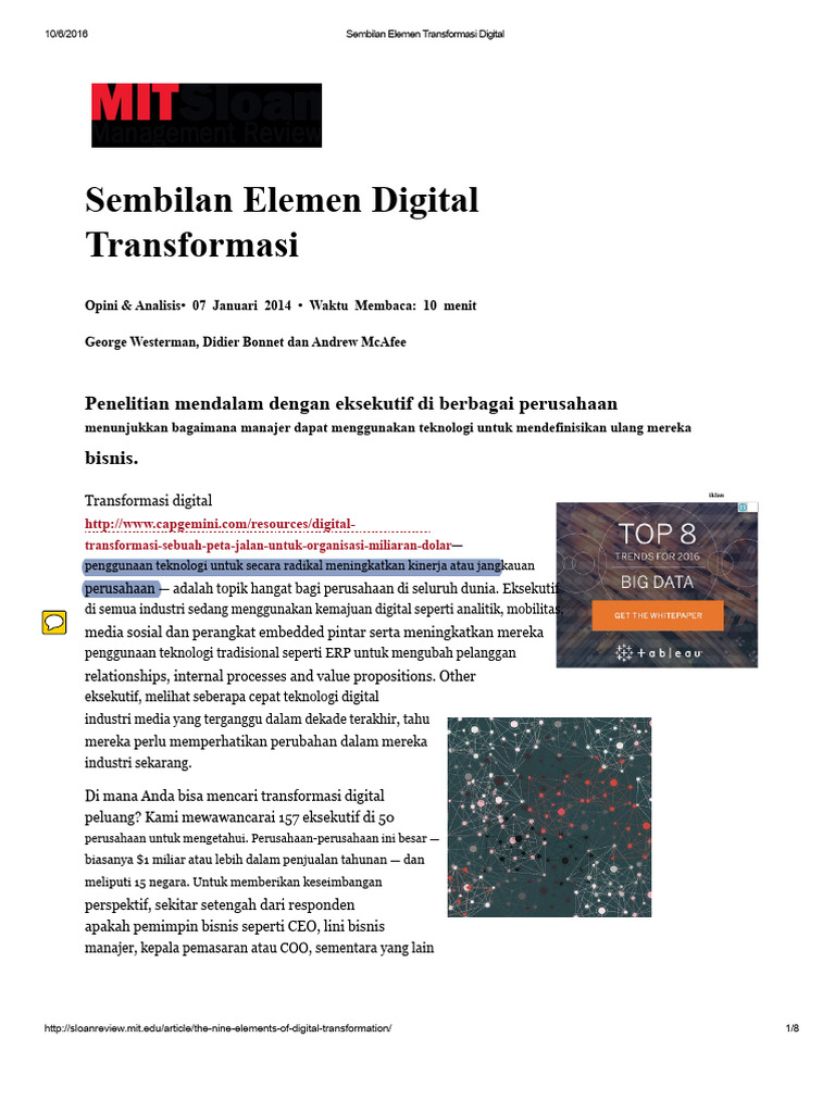 Sembilan Elemen Transformasi Digital | PDF