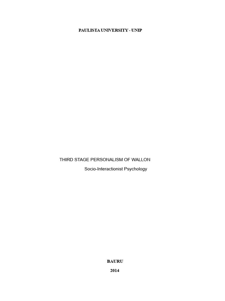 Third Stage of Wallon's Personalism | PDF | Imitation | Behavioural ...