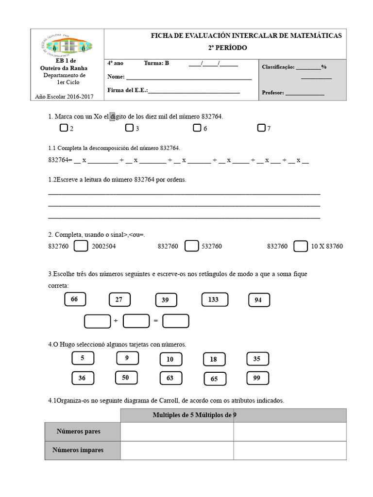 Intermedia de Matemáticas - 2º Período - 4º Año | PDF | Matemáticas
