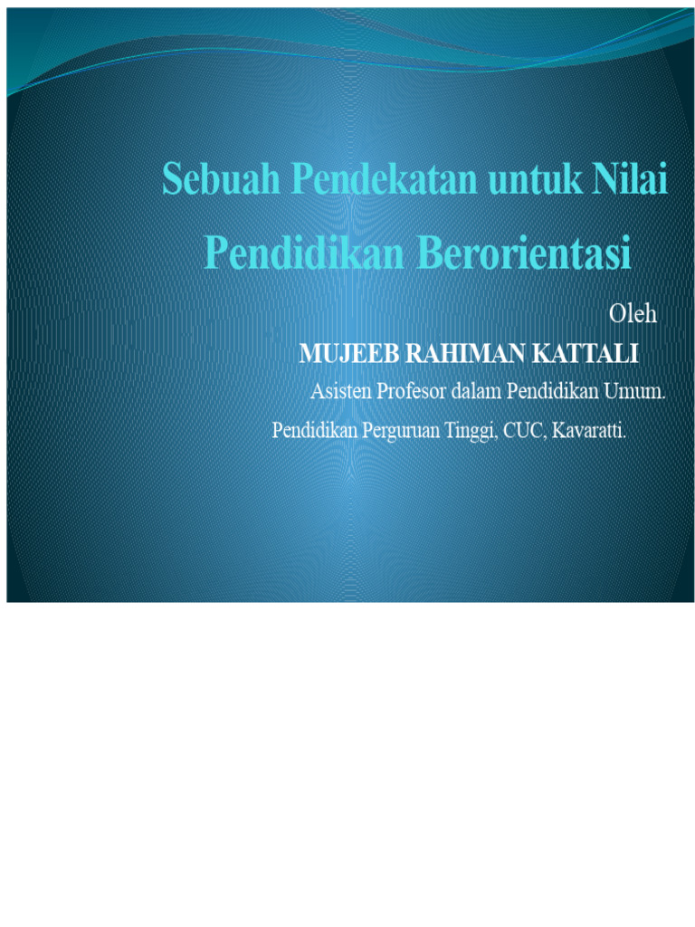 Pendidikan Berorientasi Nilai | PDF