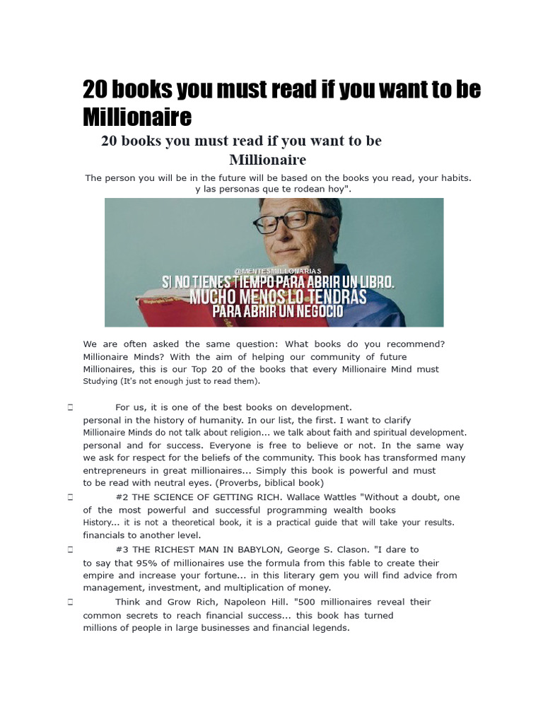 20 Essential Books for Future Millionaires | PDF