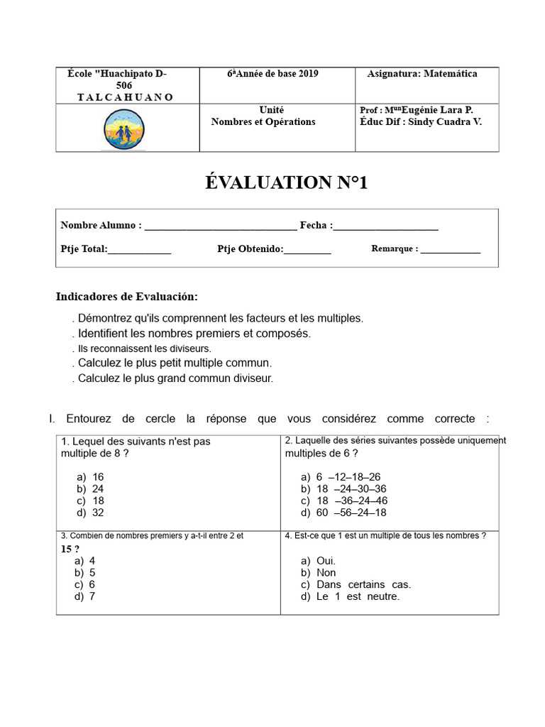 Évaluation Des Nombres Premiers Et Composés Mathématiques | PDF ...