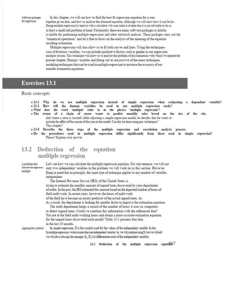 Multiple Linear Regression Exercise | PDF | Regression Analysis ...