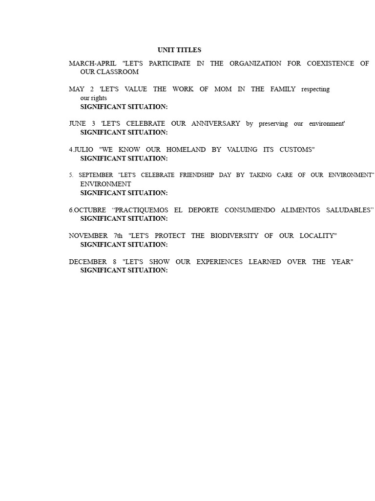Unit Titles | PDF | Learning