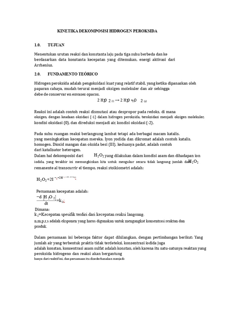 Kinetika Dekomposisi Hidrogen Peroksida | PDF