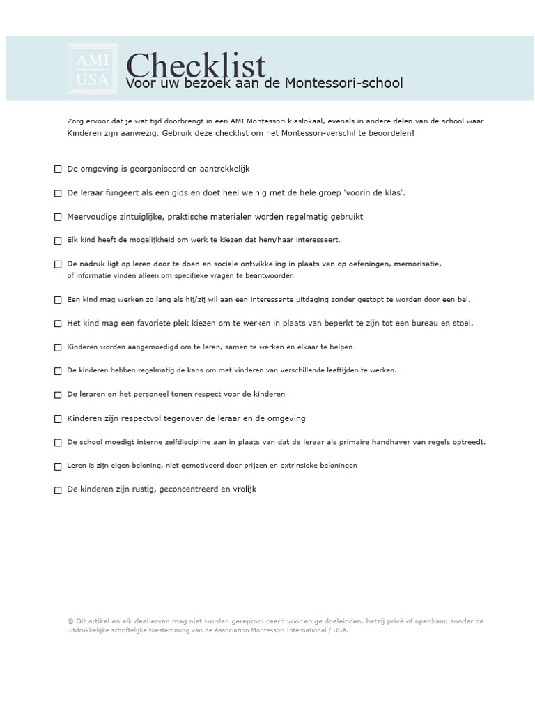 Ami USA Klas Checklist | PDF