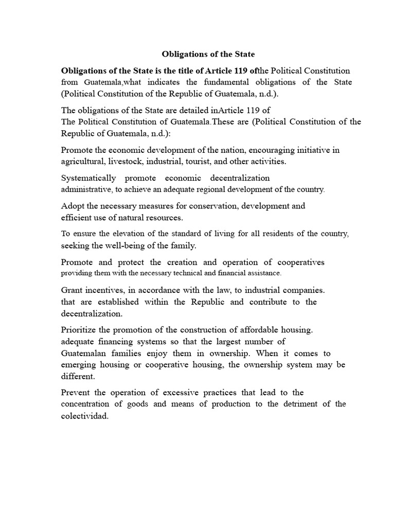 State Obligations in Guatemala's Constitution | PDF