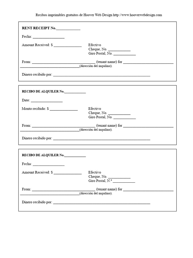 Recibos de Alquiler Imprimibles | PDF