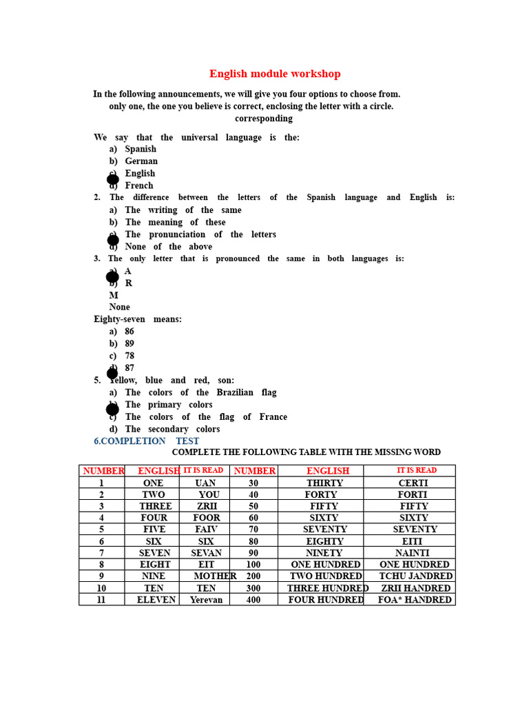 English module workshop | PDF | English Language | Stepfamily
