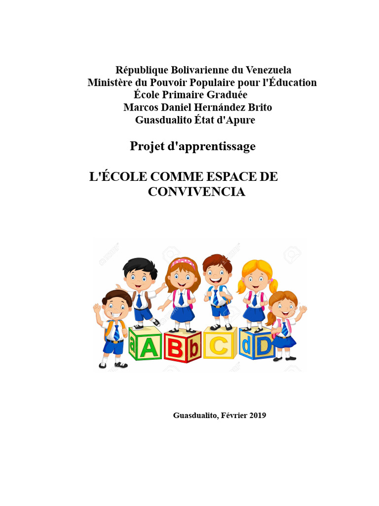 Projet "L'École comme espace de convivence" | PDF | Apprentissage ...