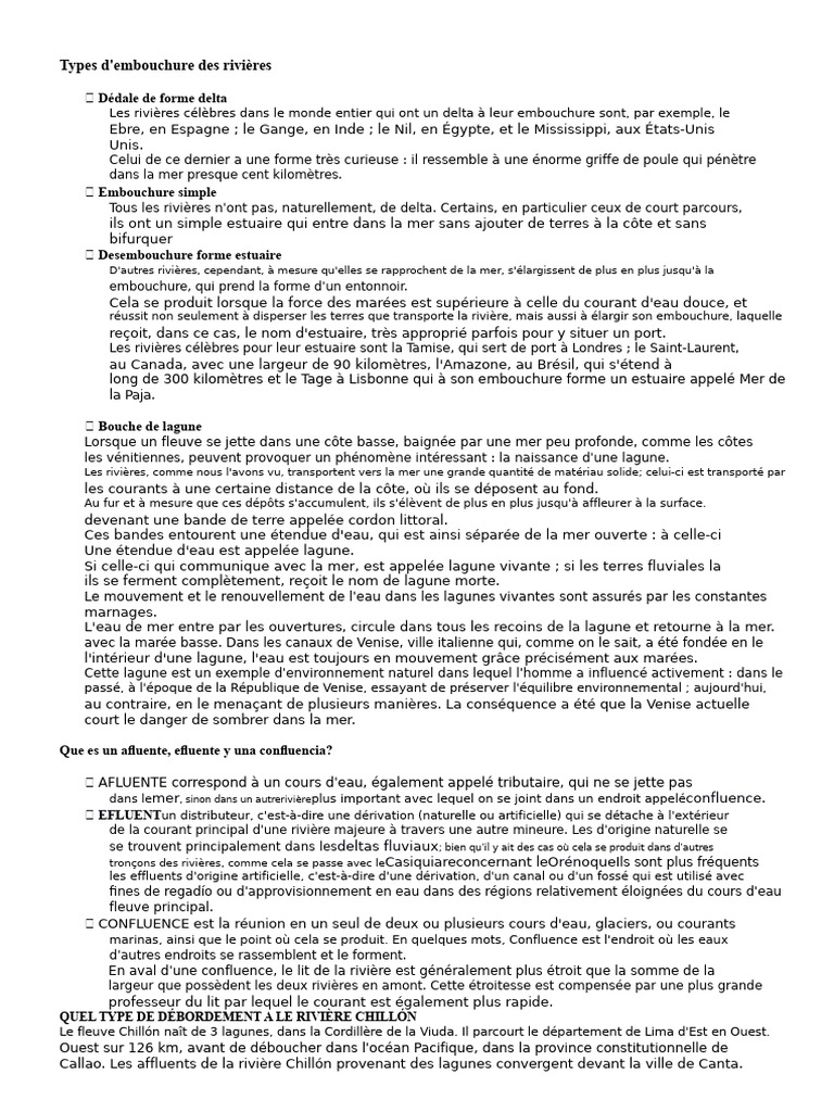 Types d'embouchures de rivières expliqués | PDF | Lagon | Estuaire