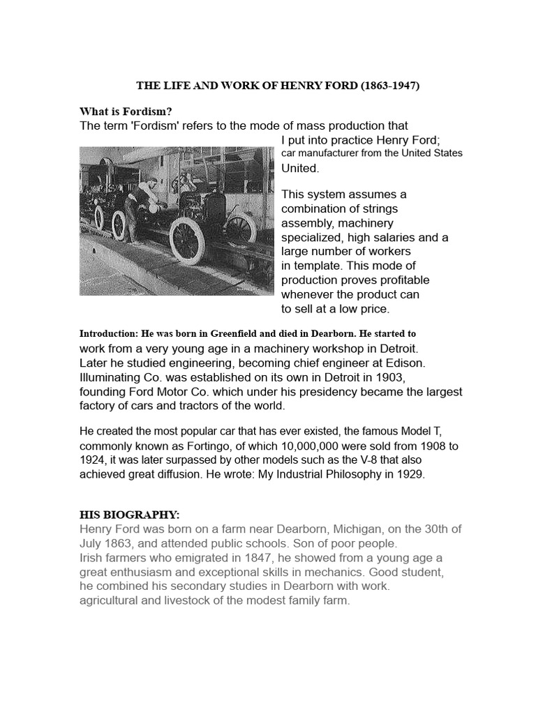 Henry Ford: Pioneer of Mass Production | PDF | Car | Ford Motor Company