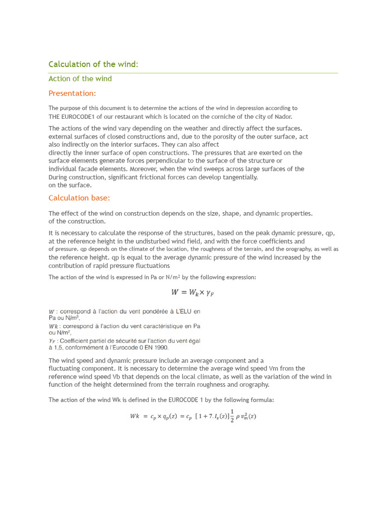 Wind Calculation | PDF | Force | Wound
