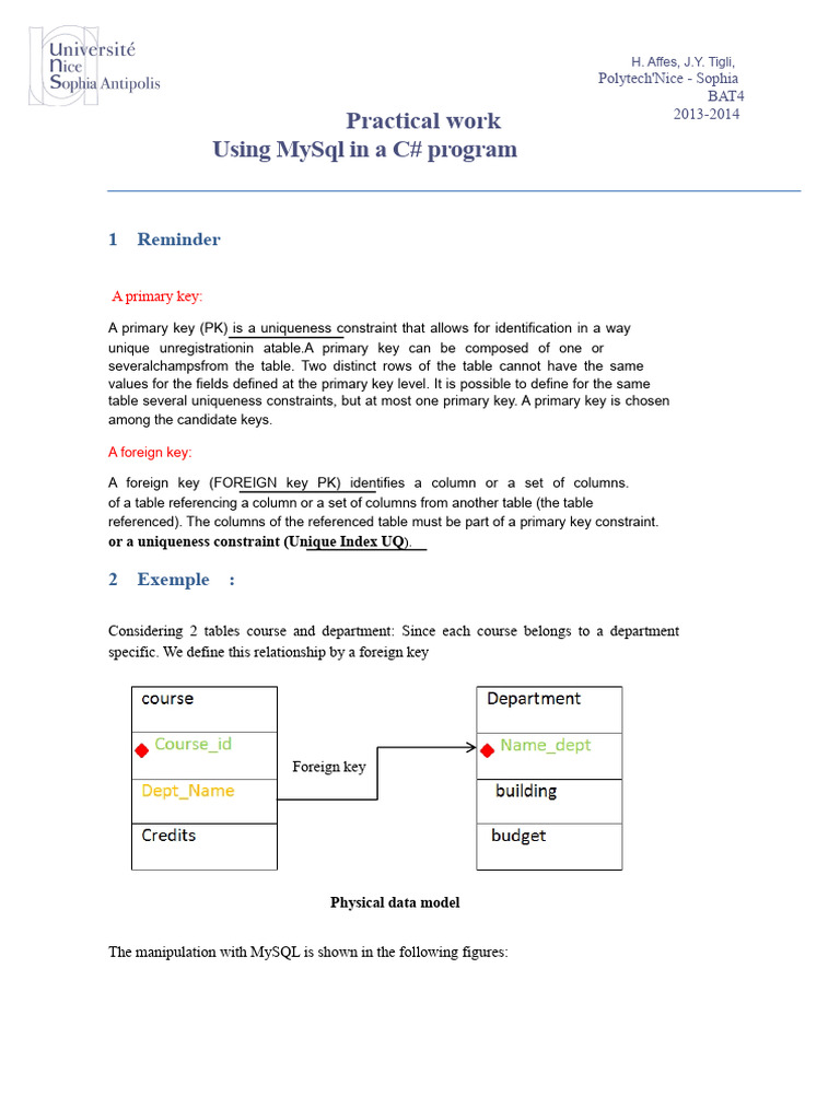 Using MySql in A C# Program | PDF | Table (Database) | Databases