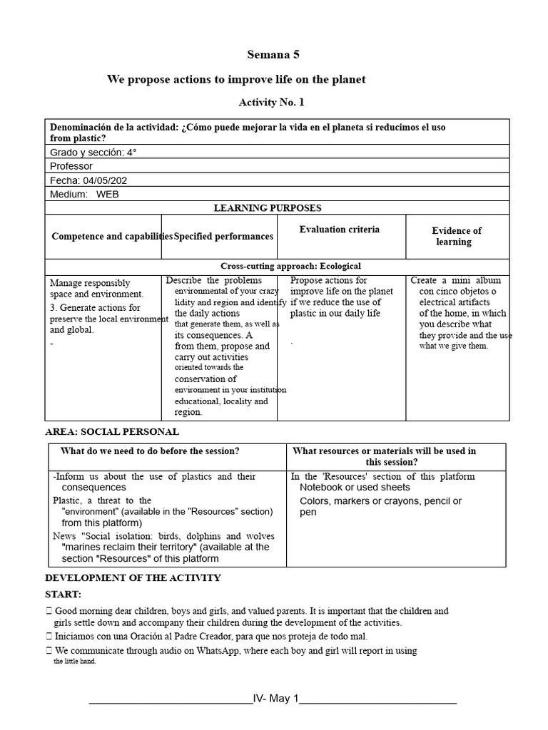 4TH GRADE DAY 4 WEEK 5 SESSION | PDF | Recycling | Hygiene