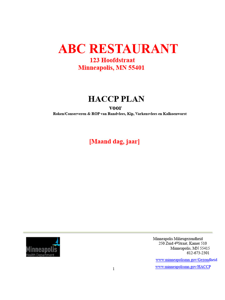 HACCP Plan | PDF