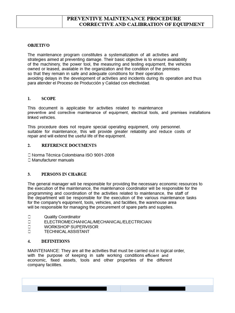 Equipment Maintenance Procedures Guide | PDF | Mechanical Engineering