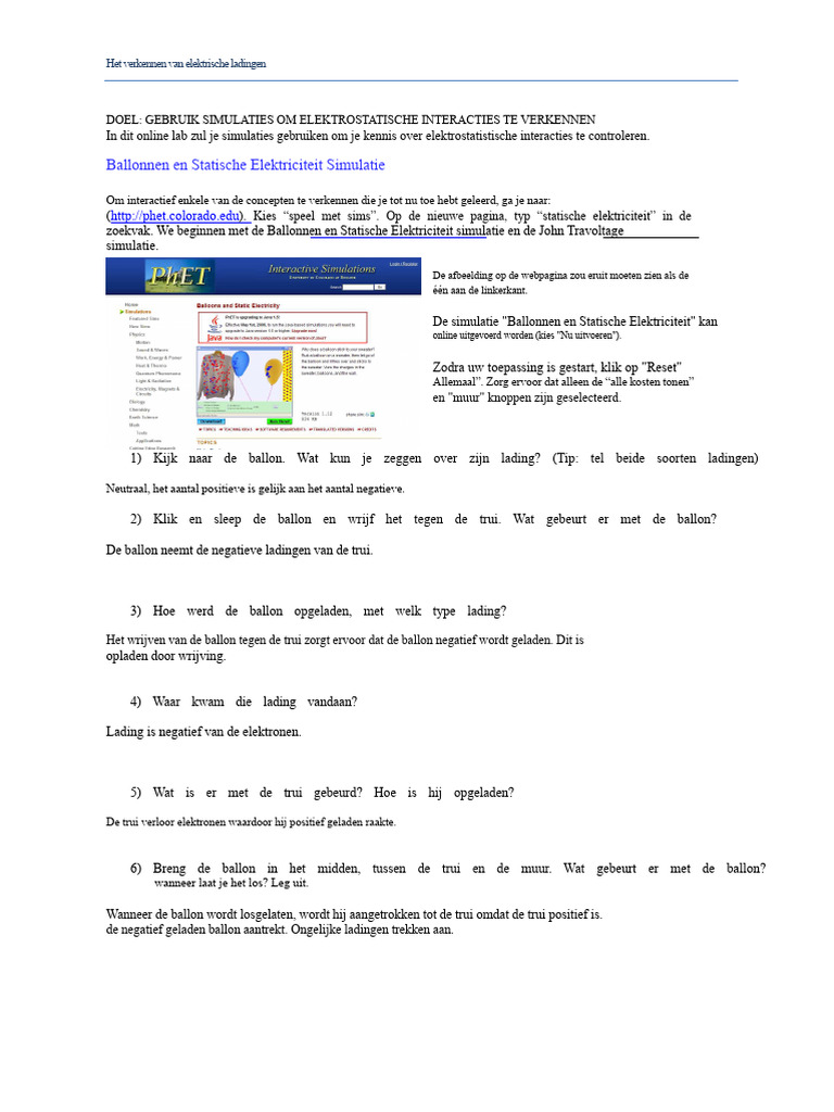 Ballon en Travoltage Antwoorden | PDF