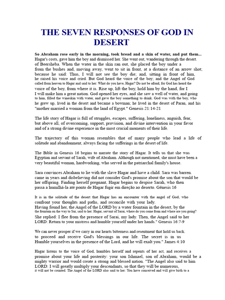 THE SEVEN ANSWERS OF GOD IN THE DESERT.docx | PDF | Ishmael | Sarah