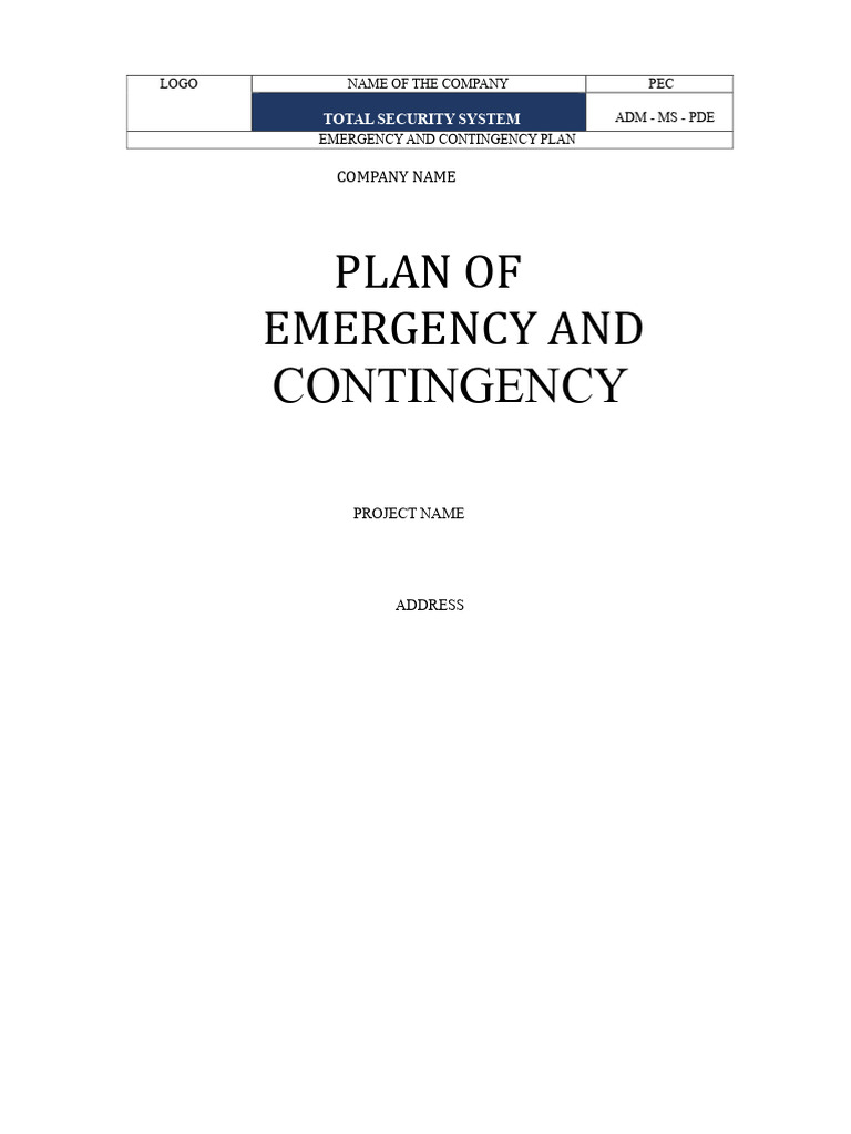 Emergency and Contingency Plan Guide | PDF | Emergency | Emergency ...