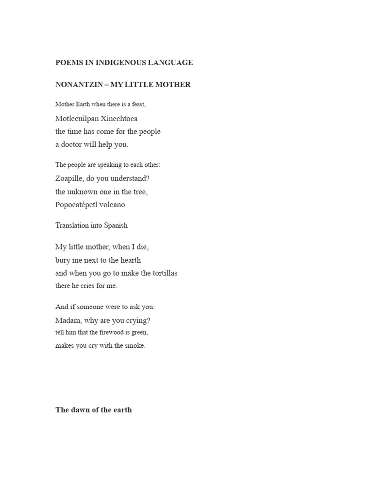 Indigenous Language Poems Collection | PDF