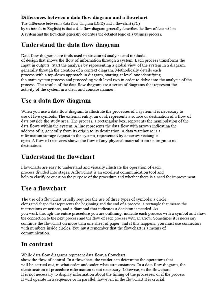 Differences between a data flow diagram and a flowchart.docx | PDF ...