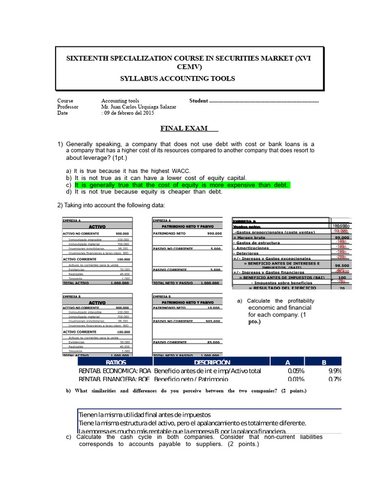 Accounting Tools for Securities Market Course | PDF | Net Present Value ...