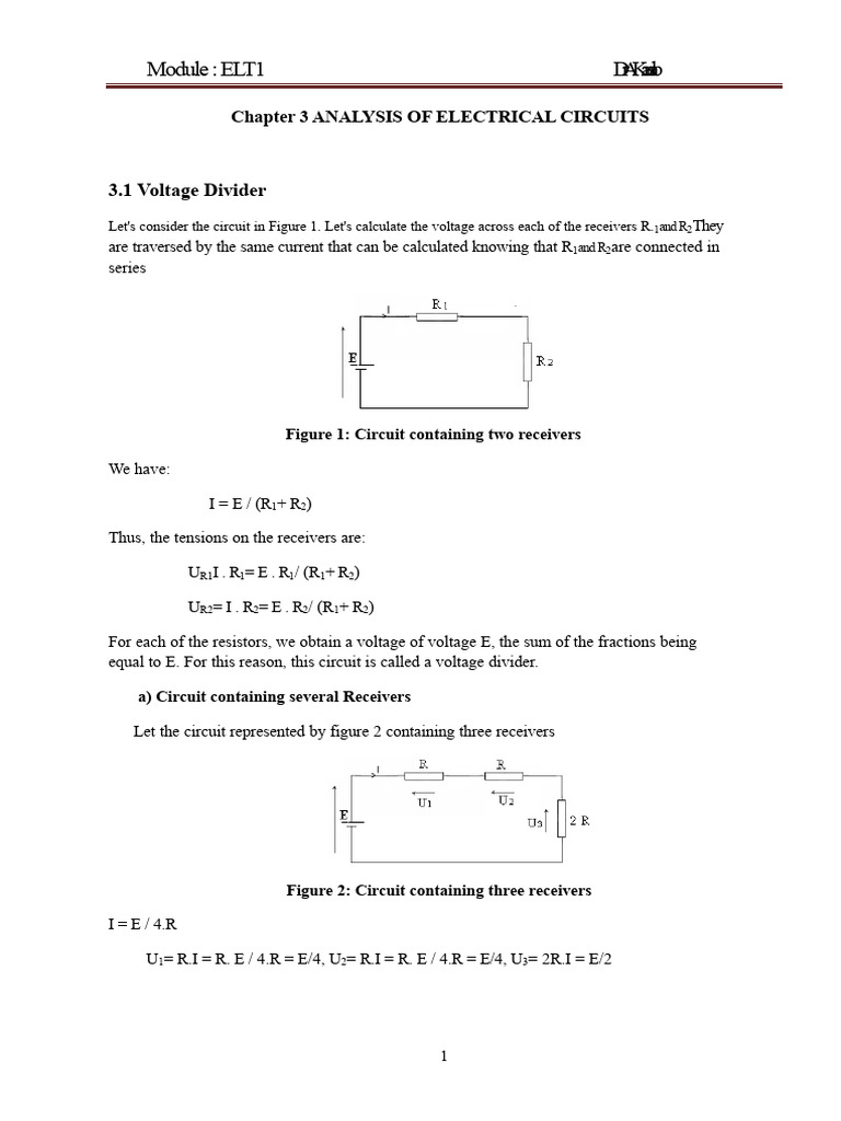 CH 3 - Circuit Analysis - TD - 2018 | PDF | Voltage | Series And ...