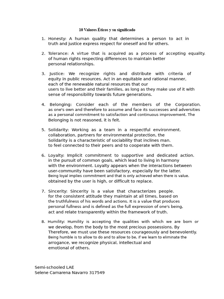 10 Ethical Values and Their Meaning | PDF | Justice | Crime & Violence