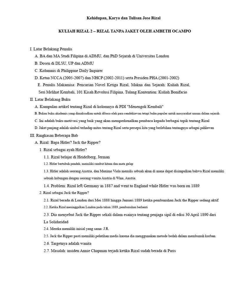 RIZAL-PELAJARAN-2-RIZAL-TANPA-JAKET-OLEH-AMBETH-OCAMPO | PDF