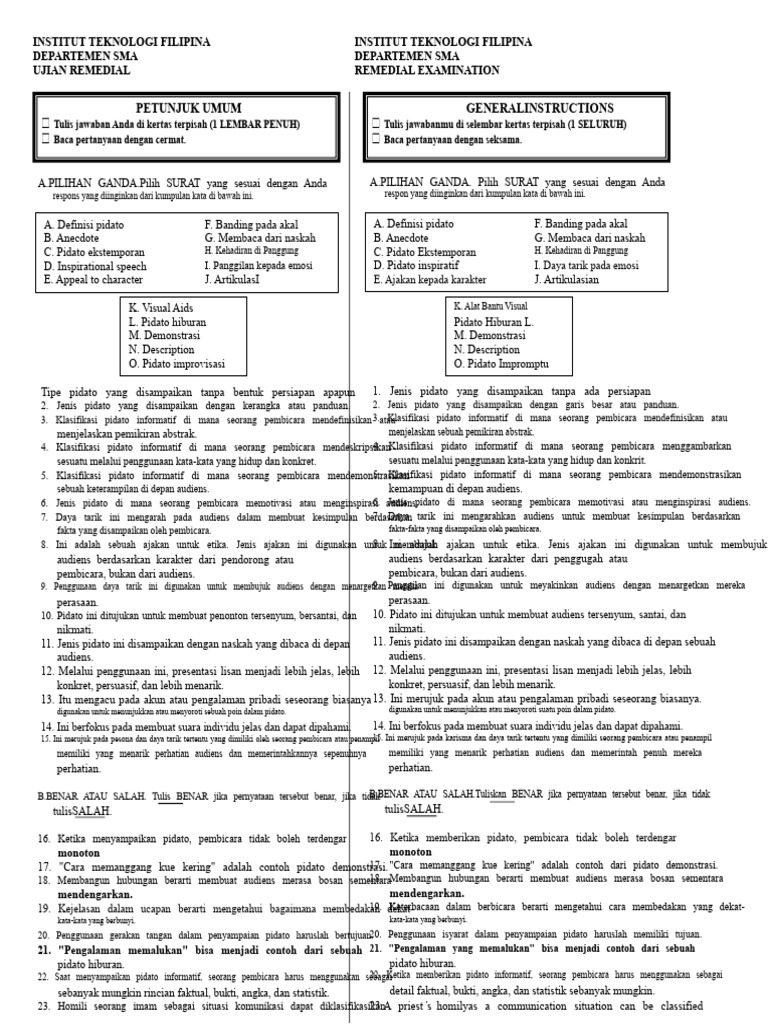 Panduan Ujian Remedial Pidato | PDF