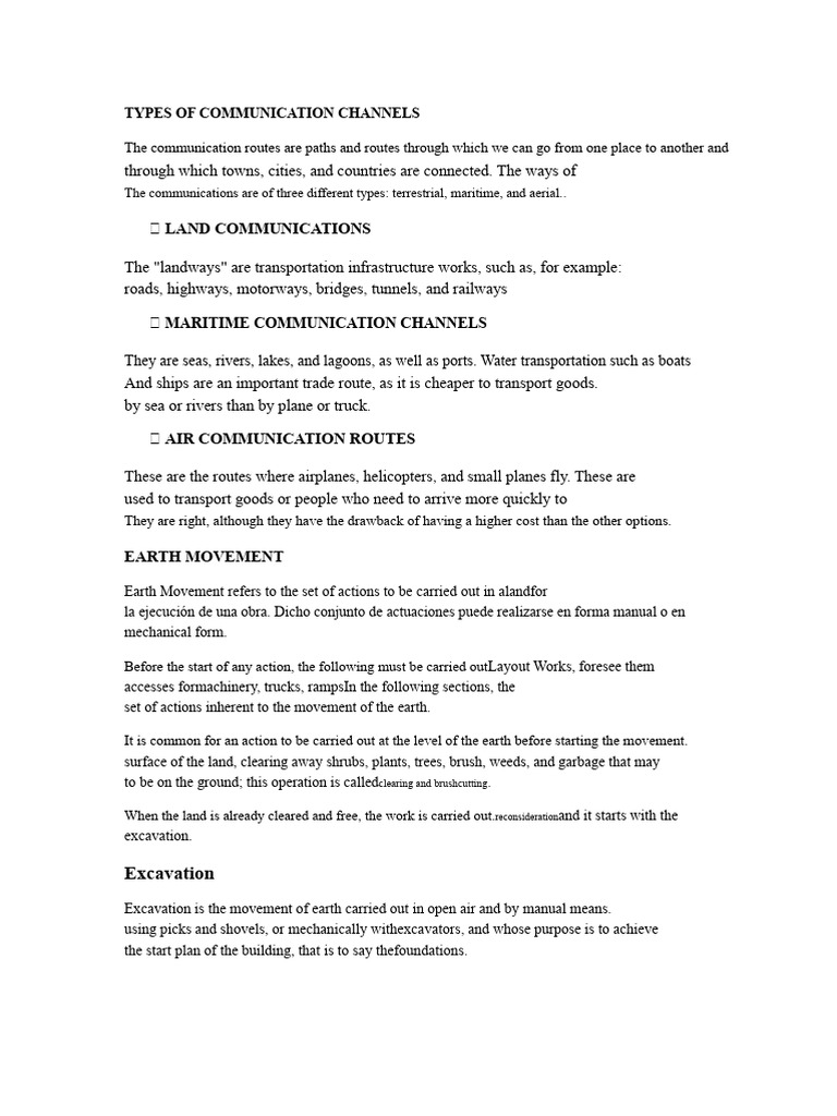 Types of Communication Channels | PDF | Borehole | Soil