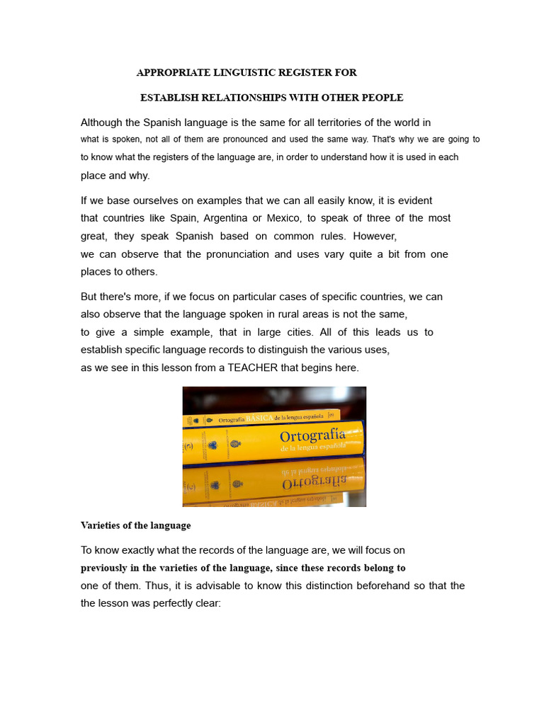 Appropriate Linguistic Register Level To Establish Relationships With ...