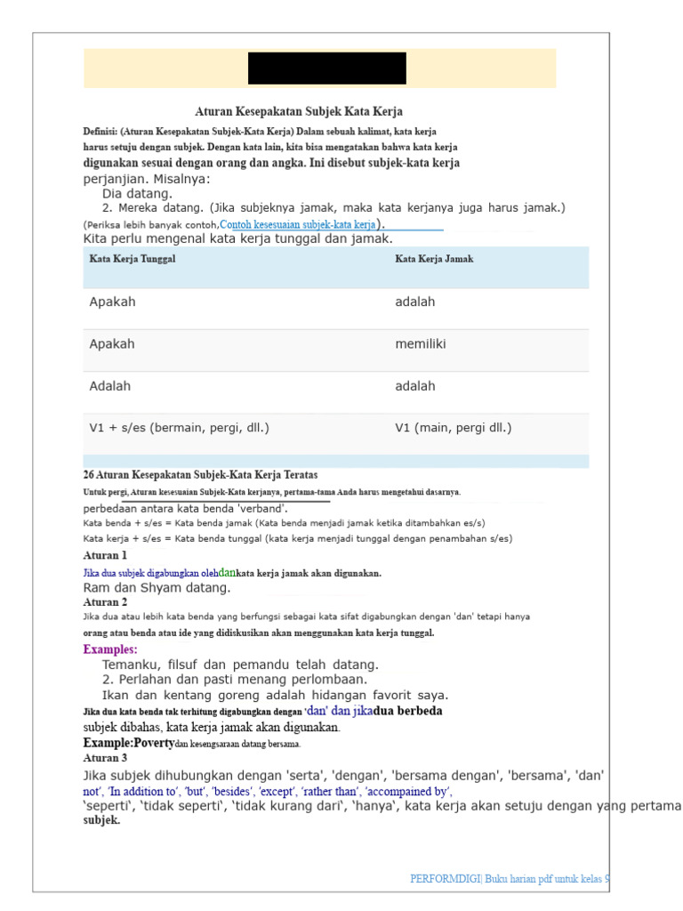 Aturan Kesepakatan Subjek-Kata Kerja | PDF