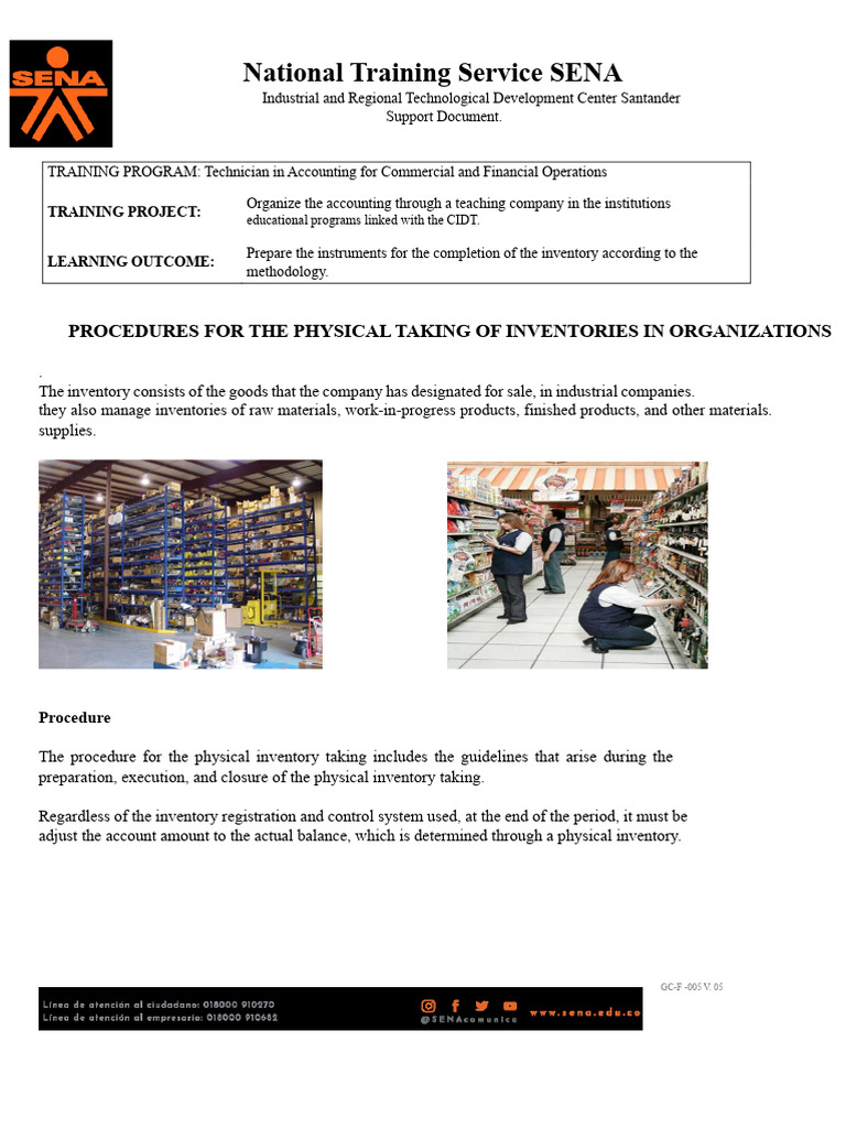 Procedure For The Physical Inventory Taking | PDF | Inventory ...