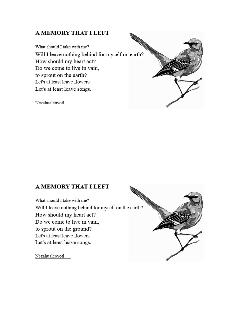 Poem A Memory That I Left | PDF