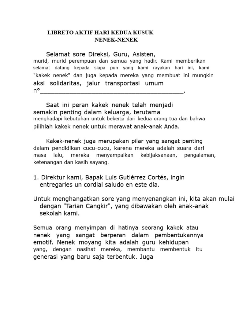 Naskah Aksi Hari Kakek dan Nenek.docx | PDF