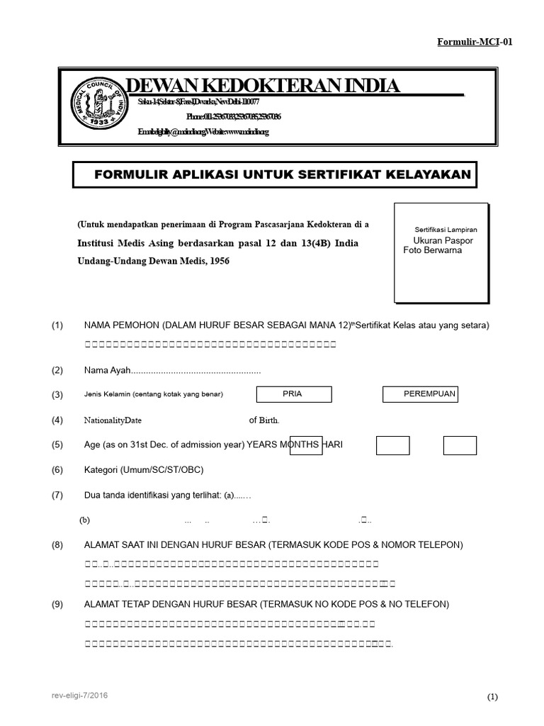 Sertifikat Kelayakan MCI | PDF