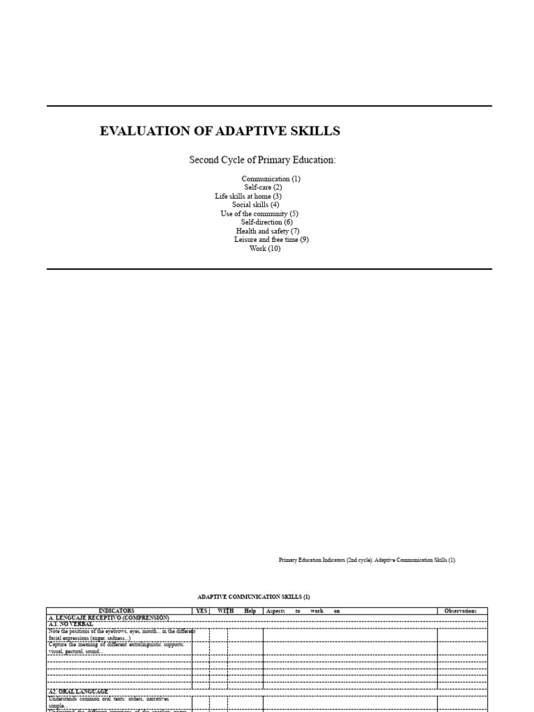 Adaptive Skills in The Second Cycle of Primary Education | PDF ...