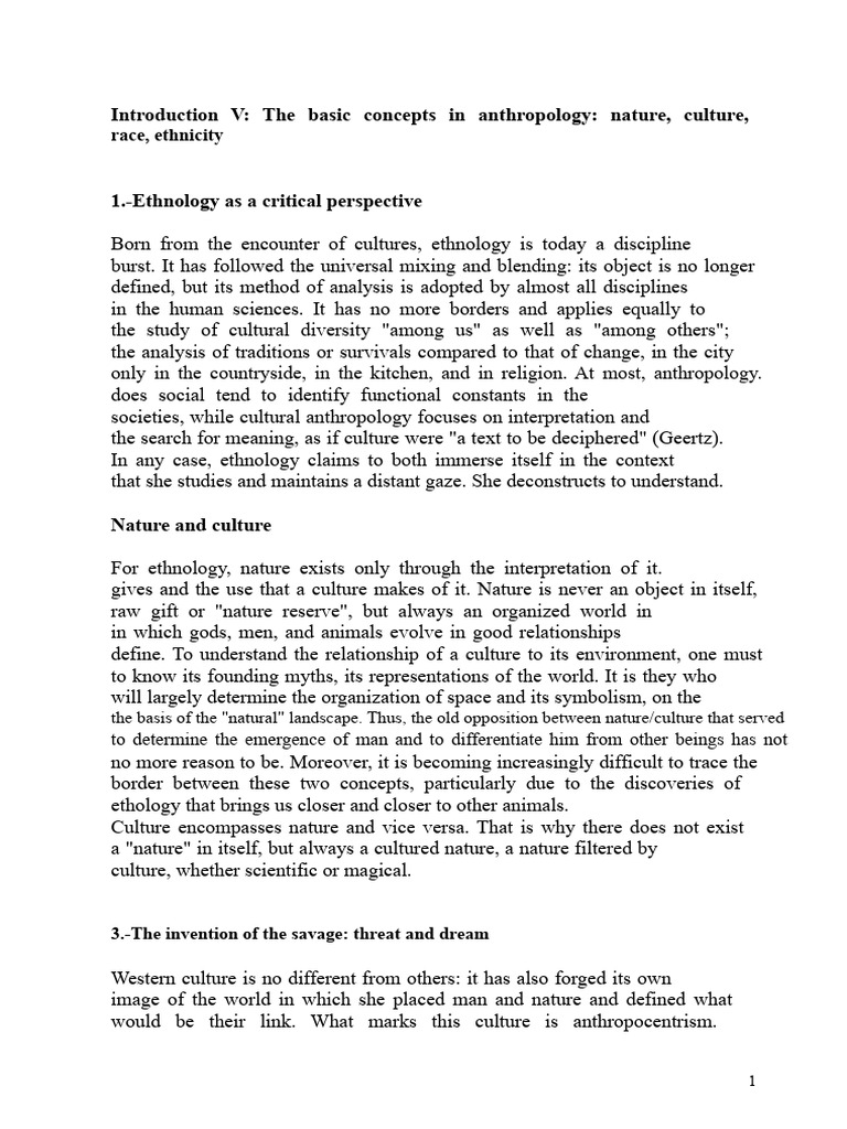 Ethnology: Nature, Culture, and Identity | PDF | Anthropology | Race ...