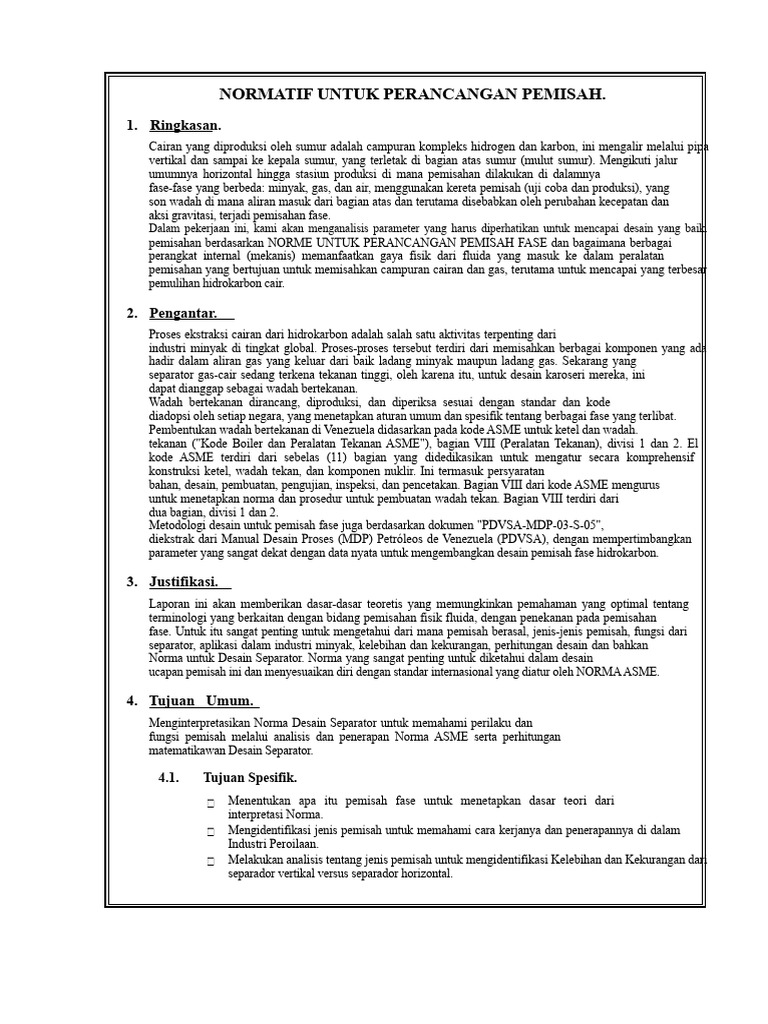 Standar untuk Desain Pemisah | PDF