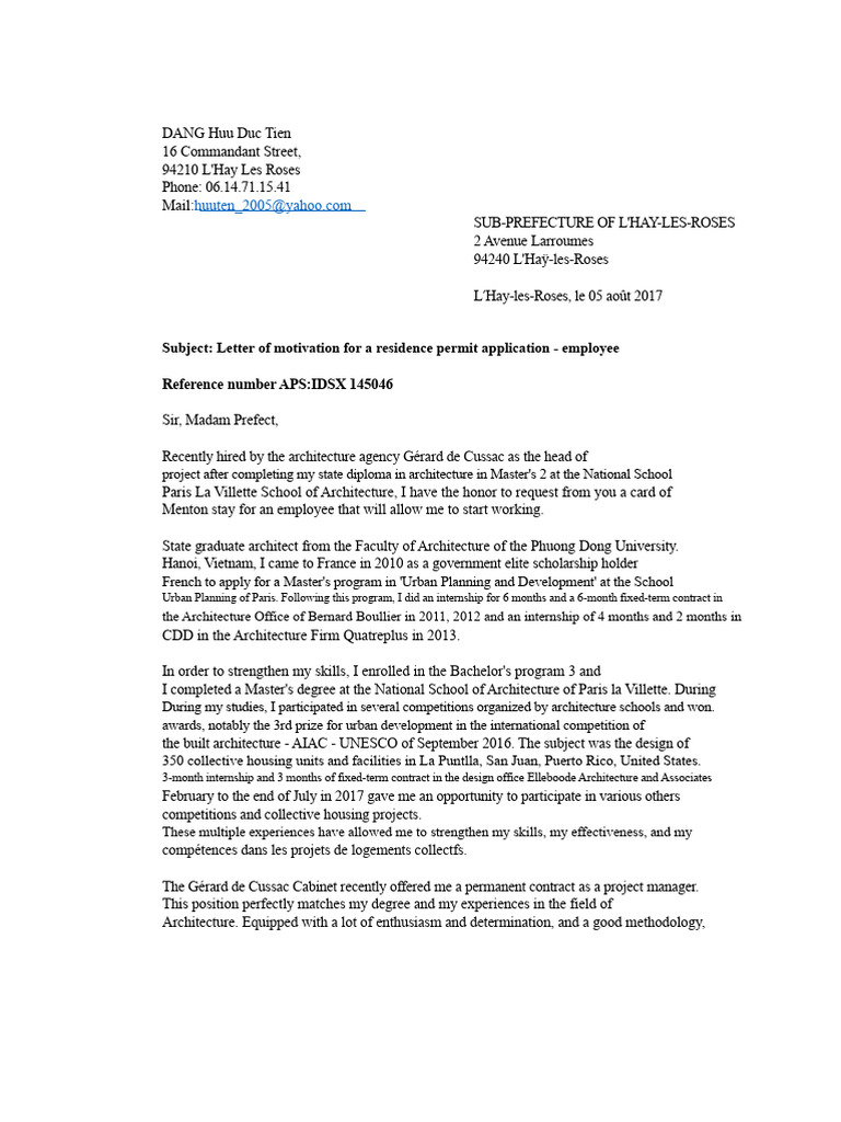 Motivation Letter | PDF