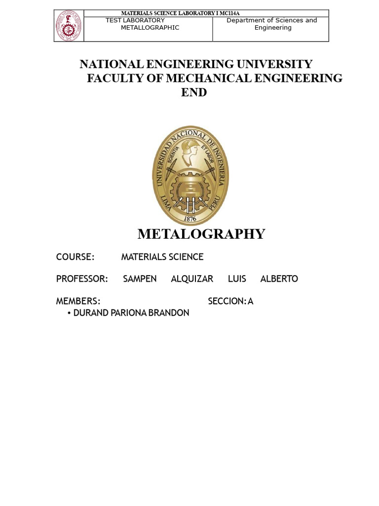 Metallography Report 5 Mc112 | PDF | Steel | Alloy