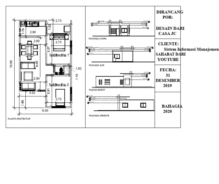 Rencana Rumah 6x10 Meter 60 Meter Persegi PDF | PDF