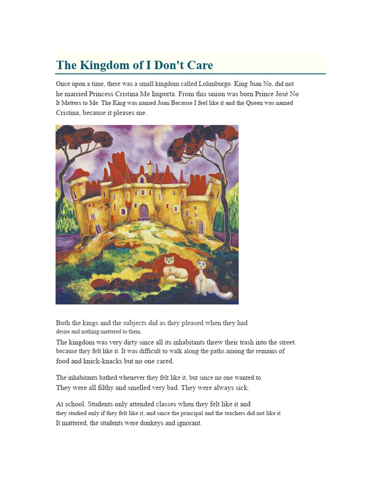 The Kingdom of I Don't Care | PDF | Fairy Tales | Folklore